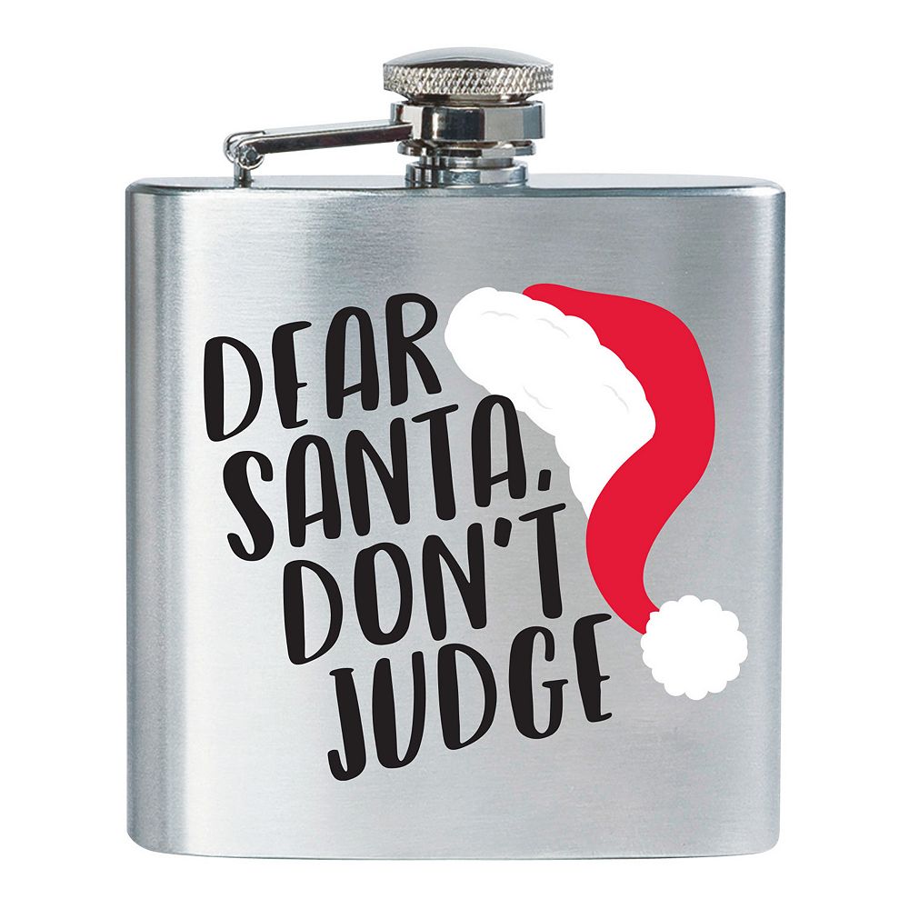"Dear Santa Don't Judge" Stainless Steel Flask