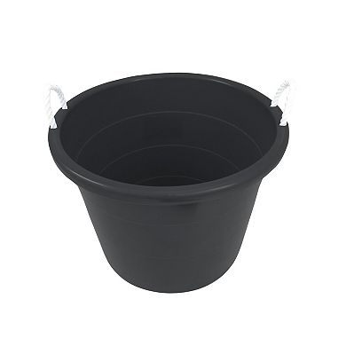Homz Plastic 17 Gallon Utility Storage Bucket Tub w/Rope Handle, Black ...