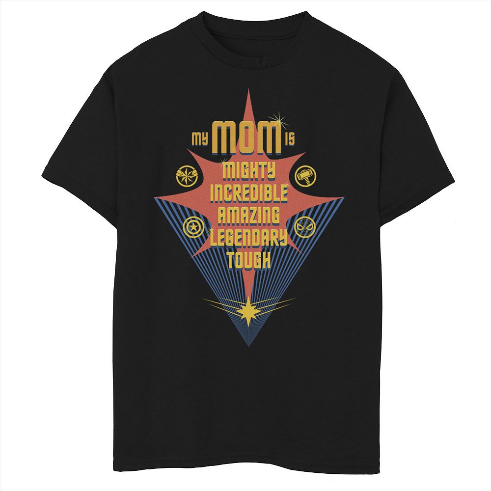 Boys 8-20 Marvel Mother's Day Avengers My Mom Is Text Stack Graphic Tee