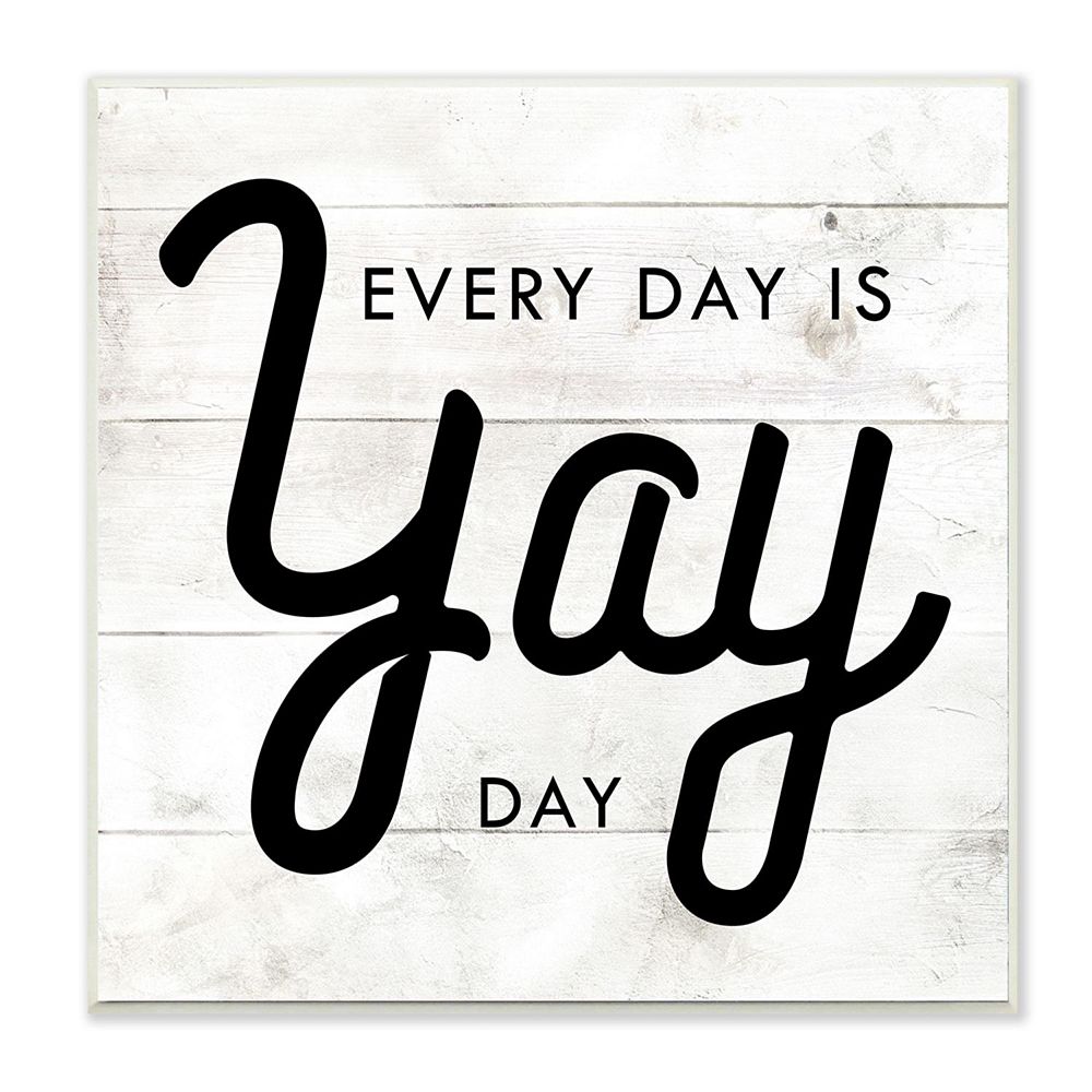 Stupell Home Decor Everyday Yay Day Phrase Rustic White Frame Wall Decor