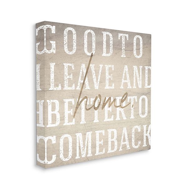 Stupell Home Decor Leave & Comeback Home Phrase Inspirational Family ...