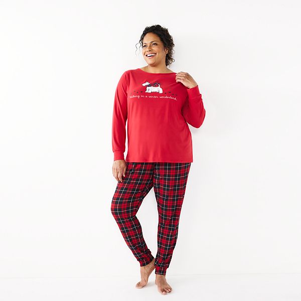 Plus Size Croft & Barrow® Long Sleeve Pajama Top & Banded Bottom Pajama ...