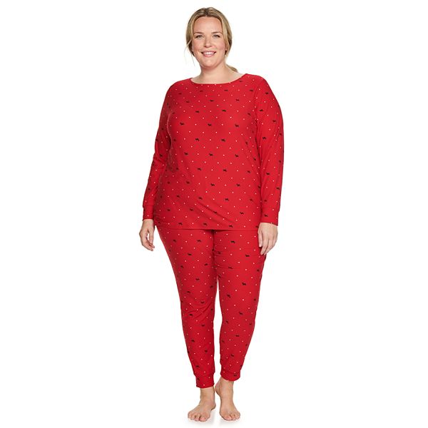 Plus Size Croft & Barrow® Long Sleeve Pajama Top & Banded Bottom Pajama ...