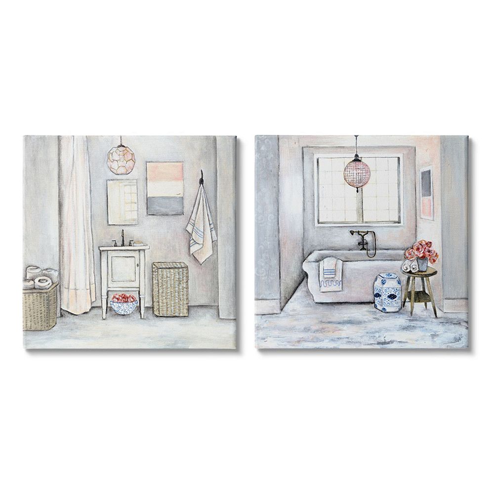 Stupell Home Decor Bathroom Interior Canvas Wall Art 2-piece Set