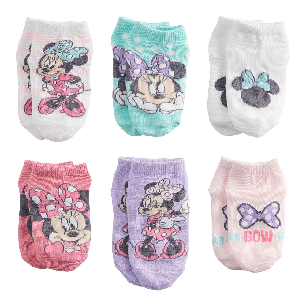 Disney's Minnie Mouse Toddler Girl 6-Pack Happy Helpers Low-Cut Socks