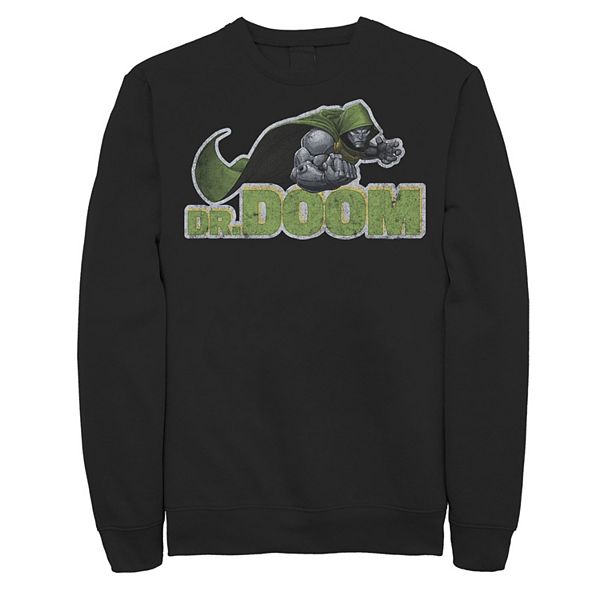 Men's Marvel Dr. Doom Metal Armor Distressed Text Sweatshirt