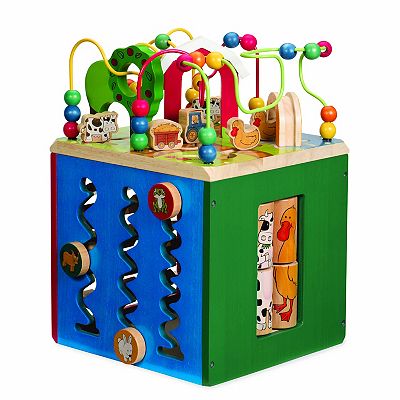 Wooden Activity Cube Play Center Navaris Wooden Motor Skills Play