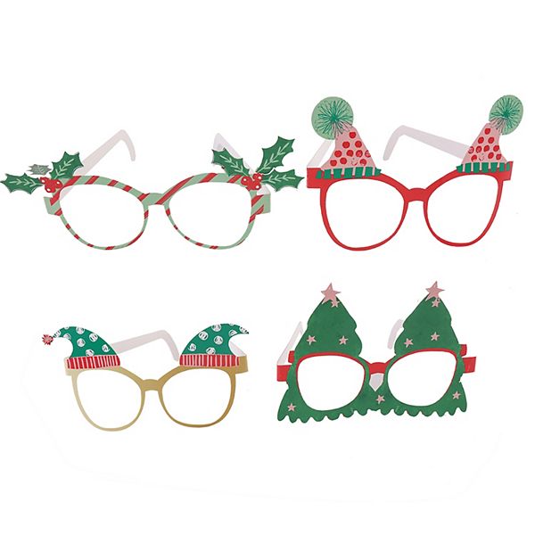 Table Fun Paper Christmas Glasses 4-Pack