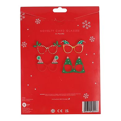 Table Fun Paper Christmas Glasses 4-Pack