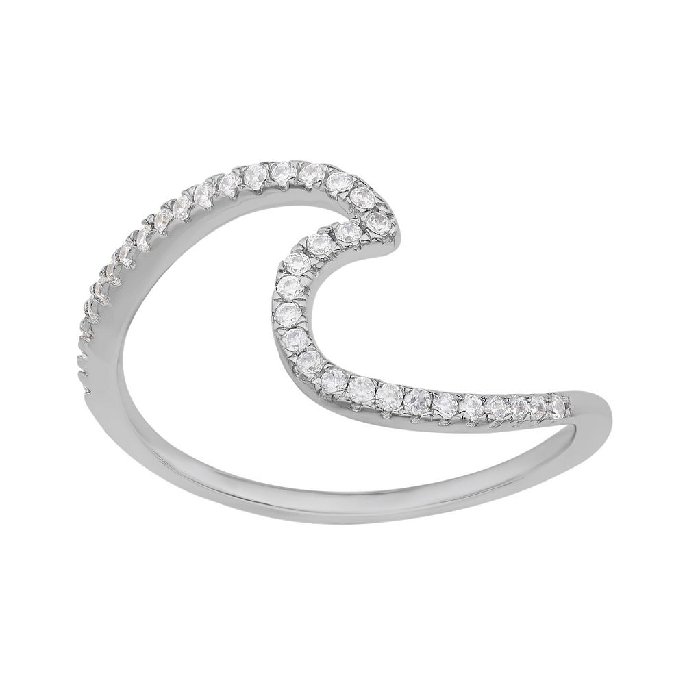 PRIMROSE Sterling Silver Cubic Zirconia Wave Ring