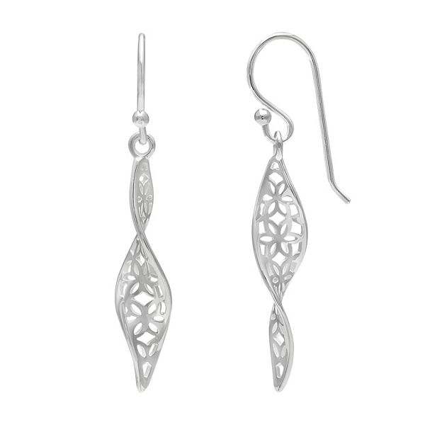 PRIMROSE Sterling Silver Flower Filigree Drop Earrings