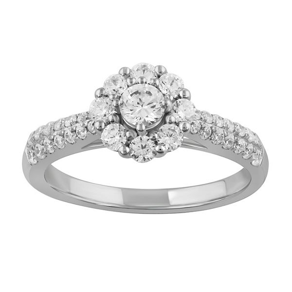 Simply Vera Vera Wang 14k White Gold 3/4 Carat T.W. Diamond Flower ...
