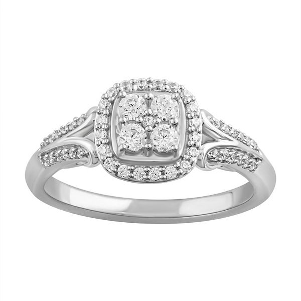 Simply Vera Vera Wang 14k White Gold 1/3 Carat T.W. Diamond Cluster ...