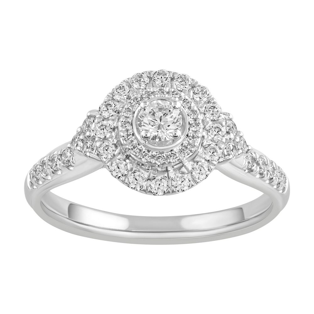 Simply Vera Vera Wang 14k White Gold 1/2 Carat T.W. Diamond Halo ...
