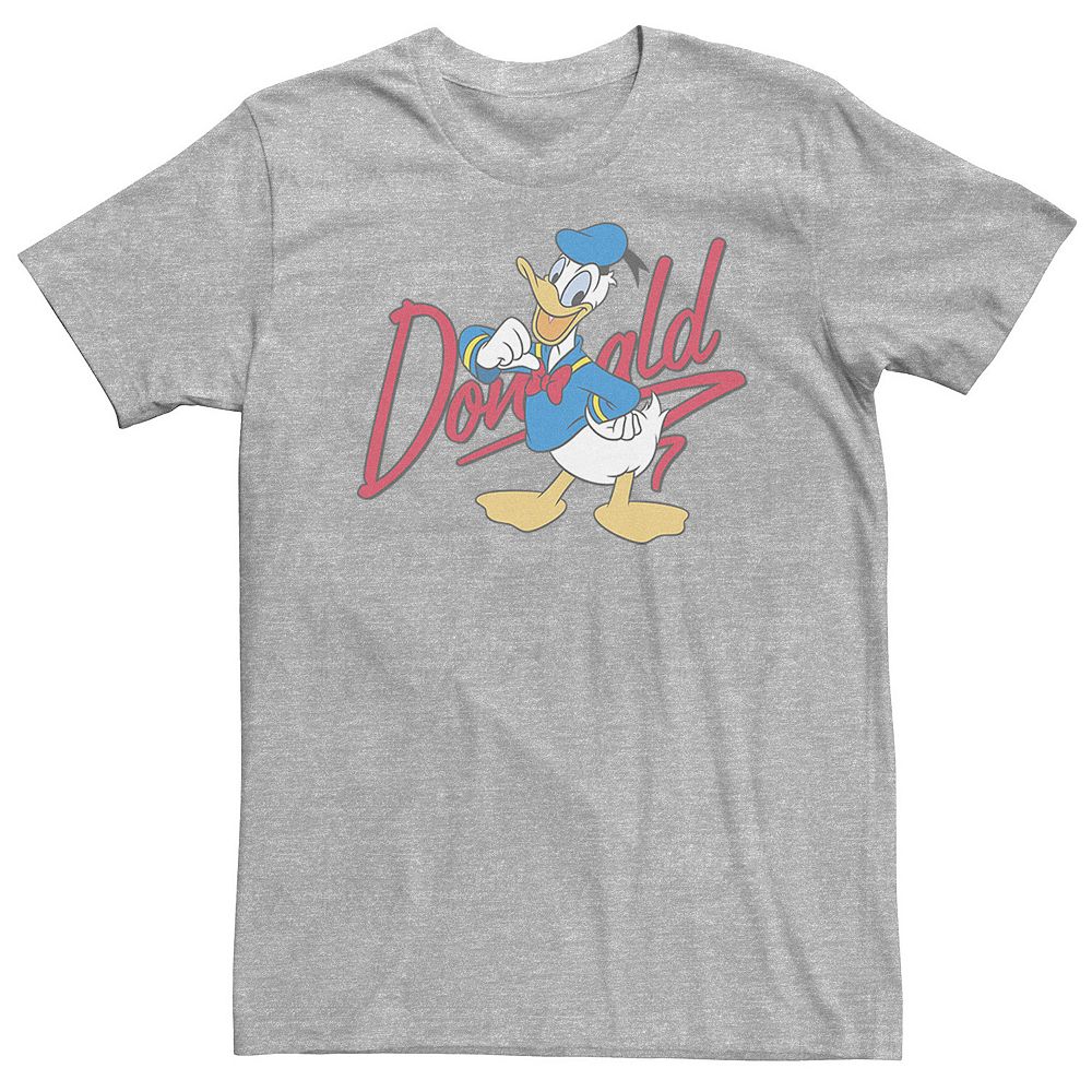 Big & Tall Disney Donald Duck Red Cursive Text Logo Portrait Tee