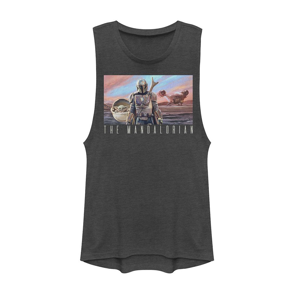 Juniors' Star Wars Mandalorian Postcard Muscle Tank Top