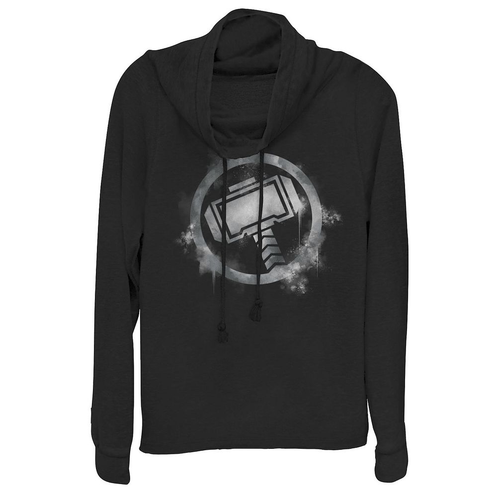 Juniors' Marvel Avengers: Endgame Thor Spray Paint Logo Cowlneck ...