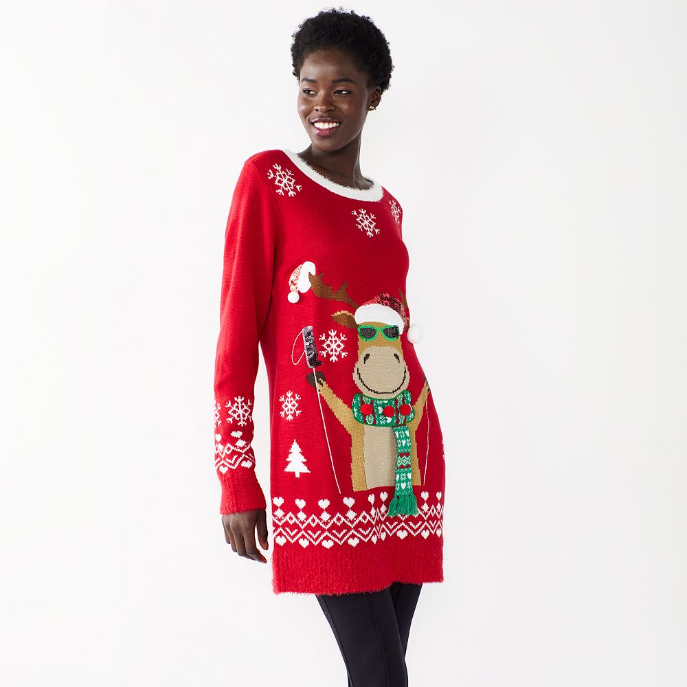 Women's Celebrate Togehter™ Long Sleeve Crewneck Tunic Christmas Sweater