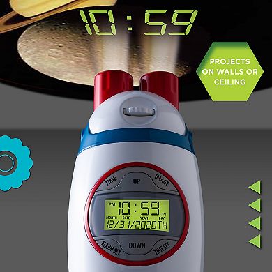 Discovery Mindblown Kids Rocketship Projection Alarm Clock