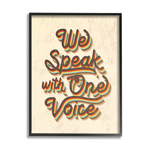 Stupell Home Decor Speak with One Voice Quote Typography Framed Wall Art