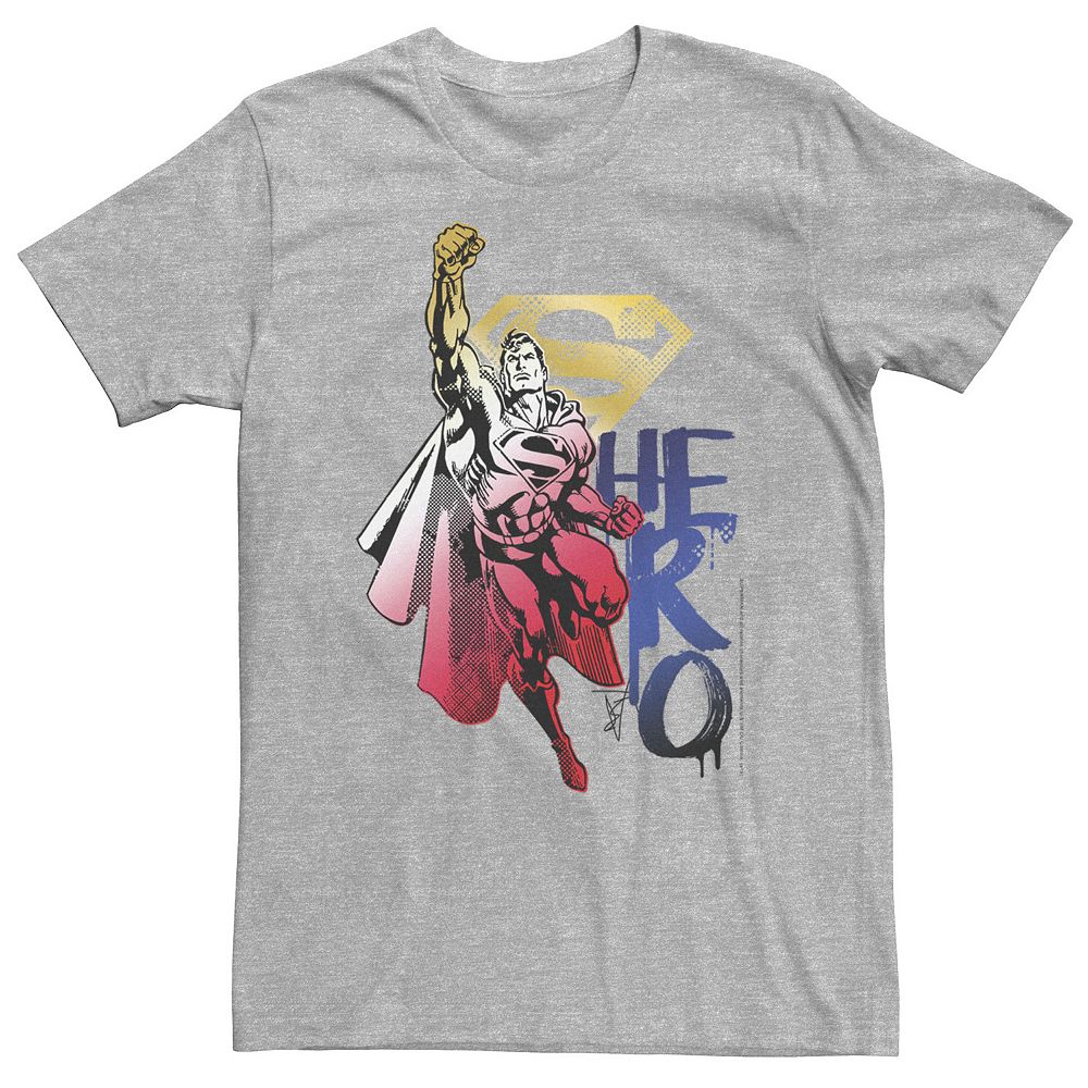 Big & Tall DC Comics Superman Hero Gradient Paint Drip Portrait Tee