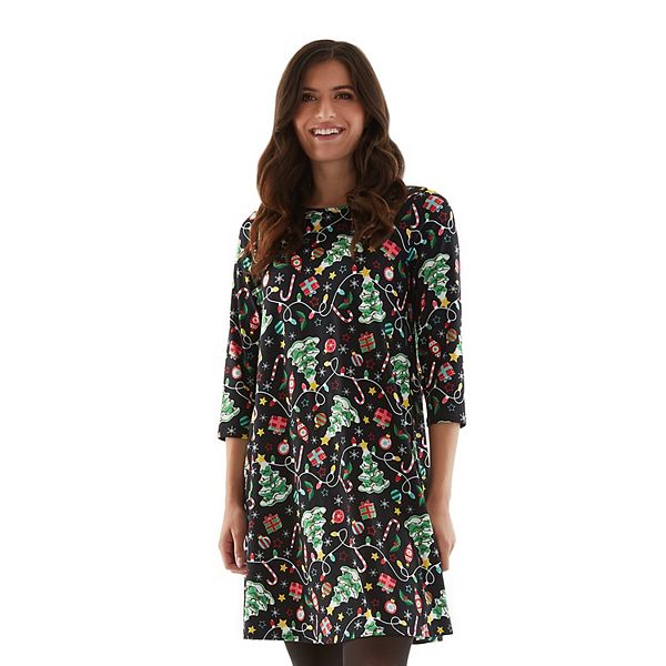 Women's Celebrate Together™ Brushed Print Holiday Swing Dress