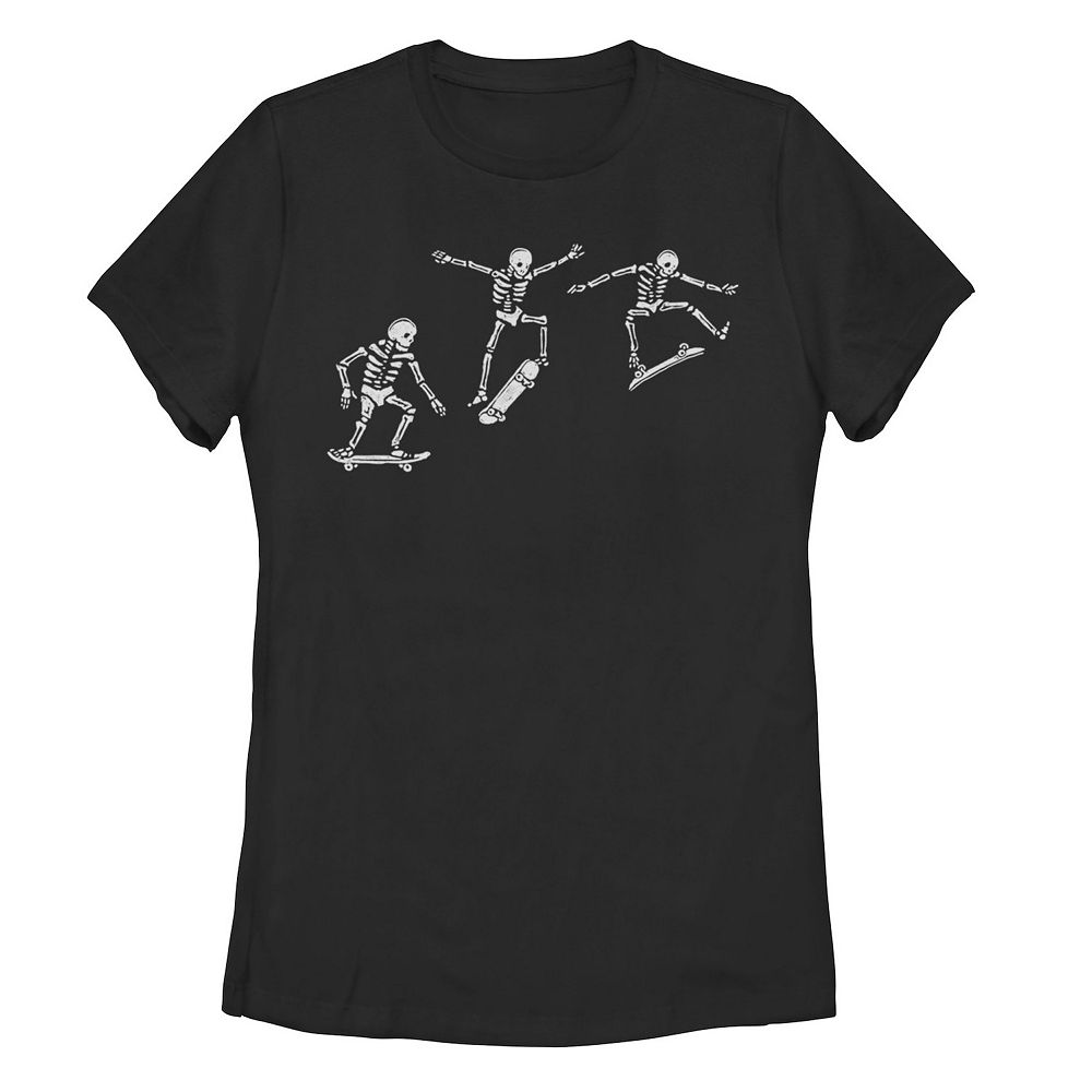 Juniors' Skeleton Kick Flip Progression Graphic Tee