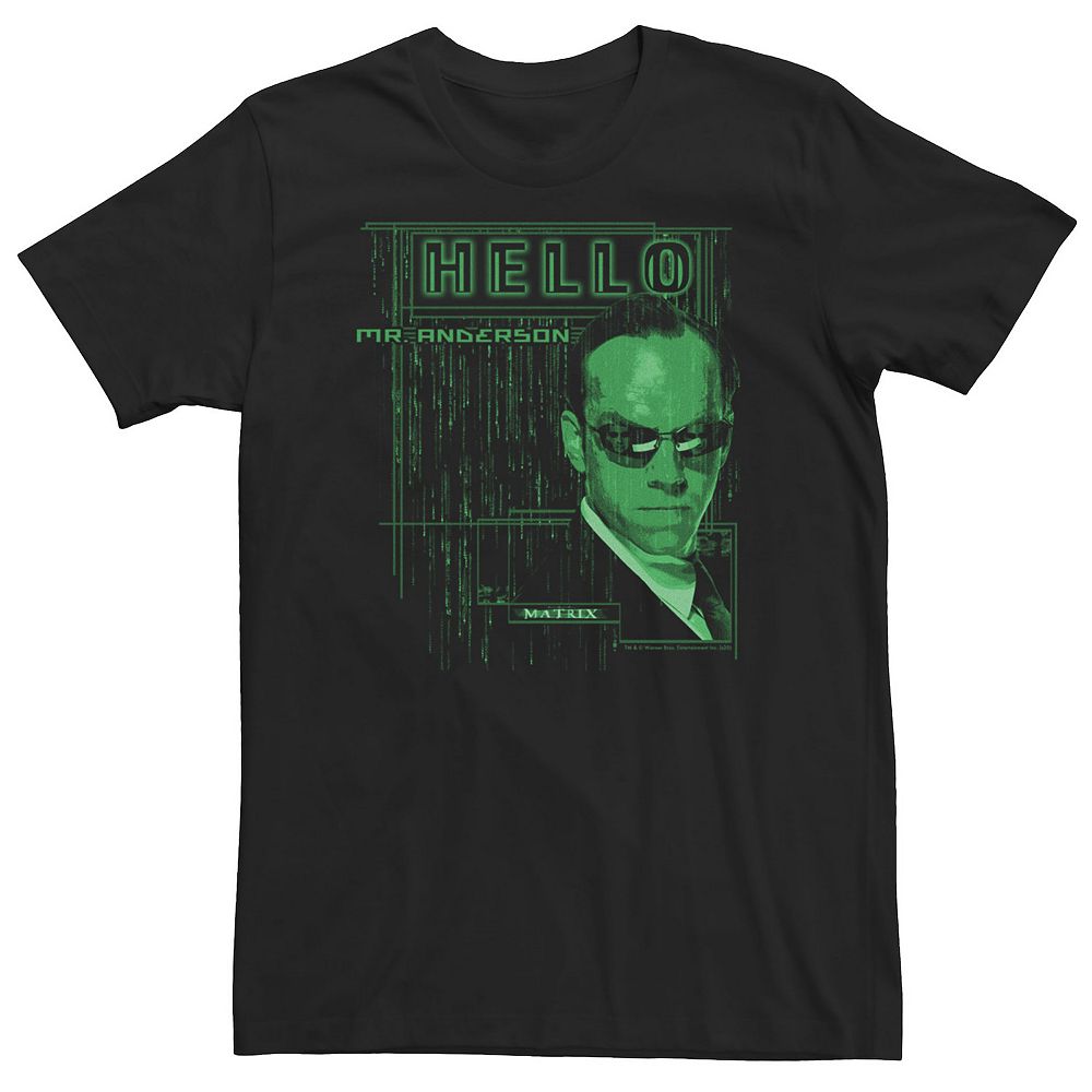 Big & Tall The Matrix Agent Smith Hello Mr. Anderson Code Drop Tee