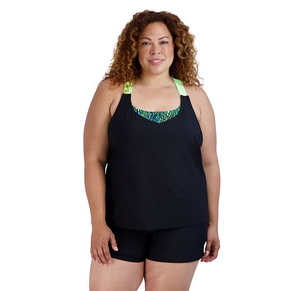 Plus Size Zeroxposur Comet Racerback 2 In 1 Tankini Top