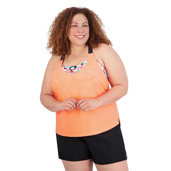 Plus Size Zeroxposur Comet Racerback 2 In 1 Tankini Top