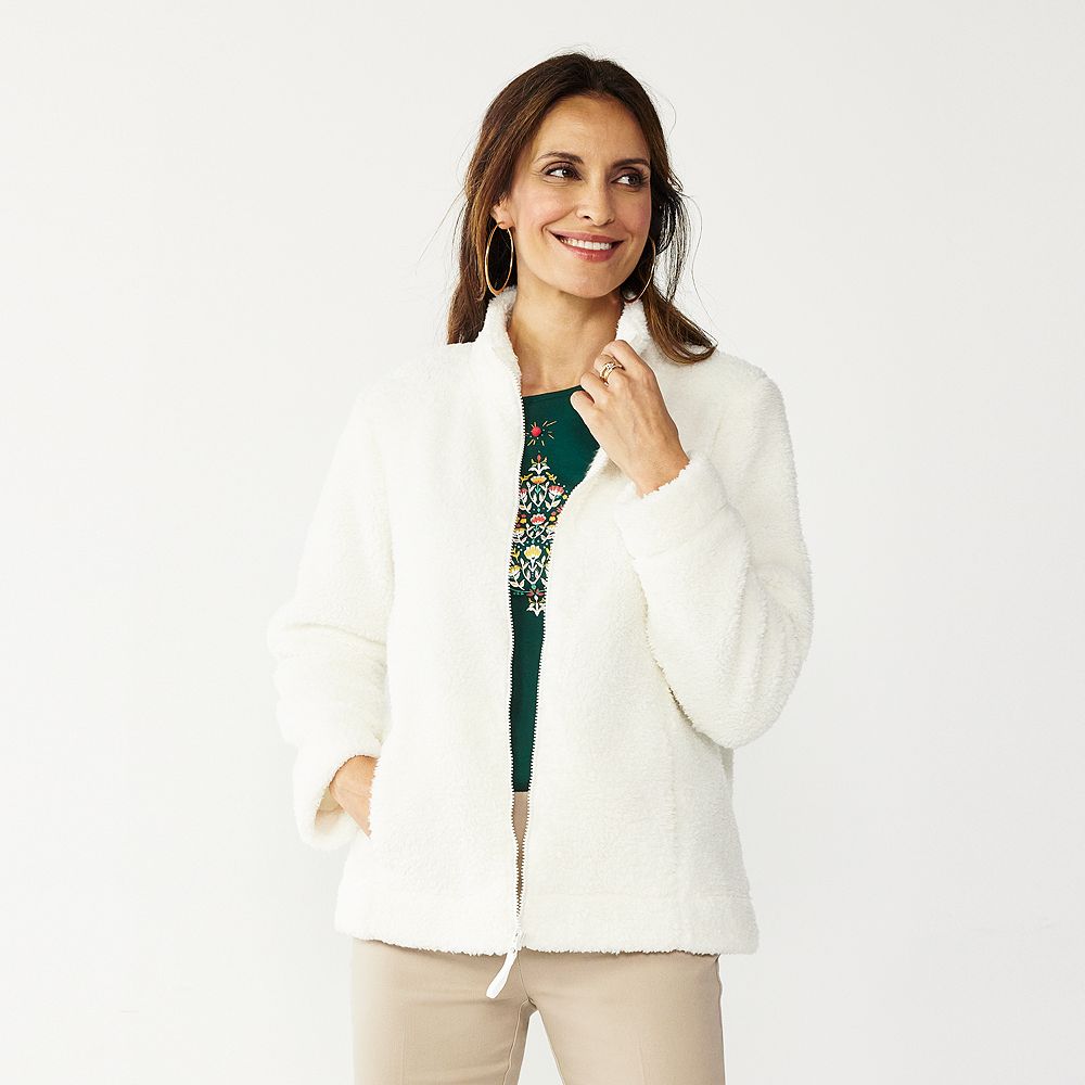 Petite Croft & Barrow® Long Sleeve Full Zip Jacket