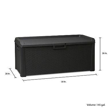 Toomax Santorini Plus Patio Deck Storage Box Bench, 145 Gallon (Anthracite)