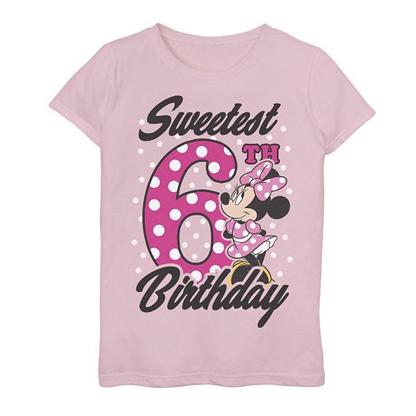 Disney's Minnie Mouse Sweetest 6th Birthday Girls 4-16 Graphic Tee