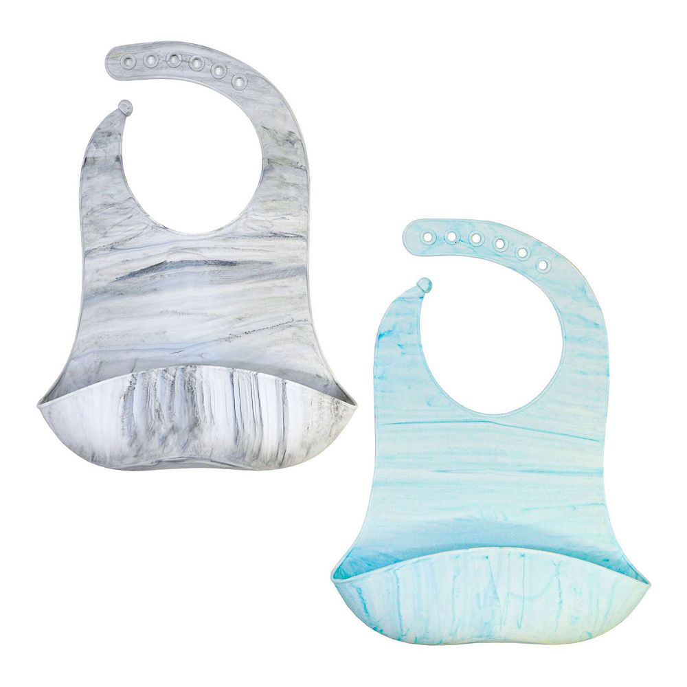 Baby Treasures 2 Pack Marbled Silicone Bibs