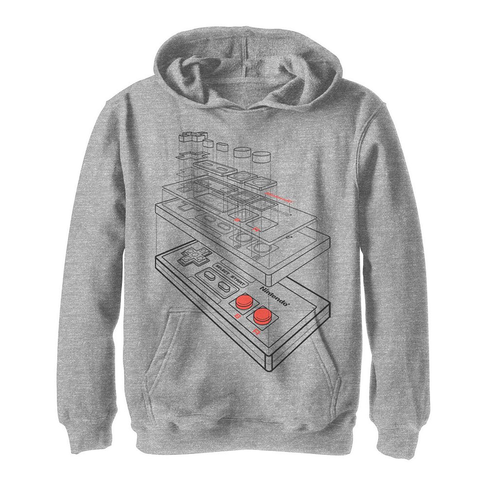 Boys 8-20 Nintendo Essential Controller Schematic Gaming Hoodie
