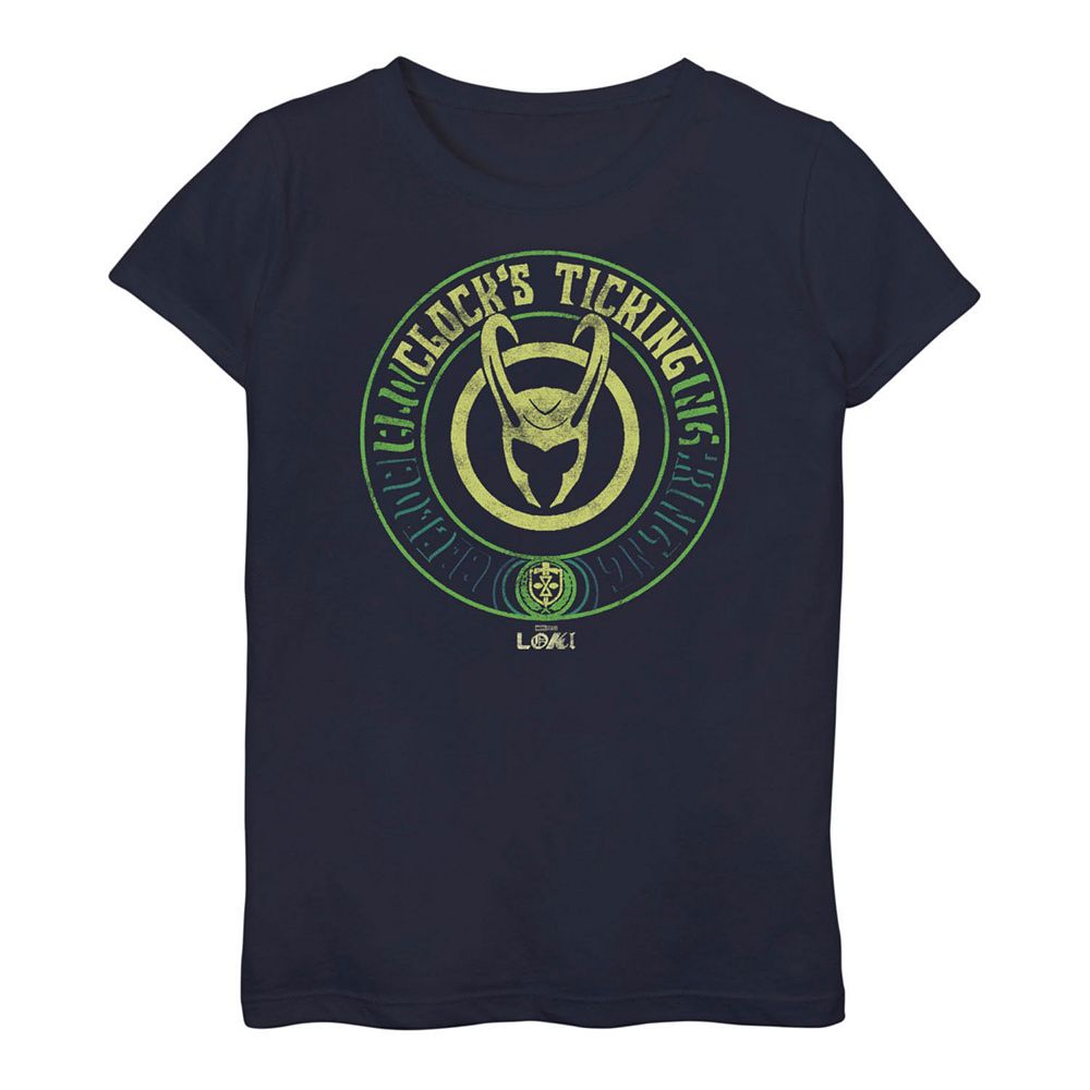 Girls 7-16 Marvel Loki Clock's Ticking Logo Graphic Tee