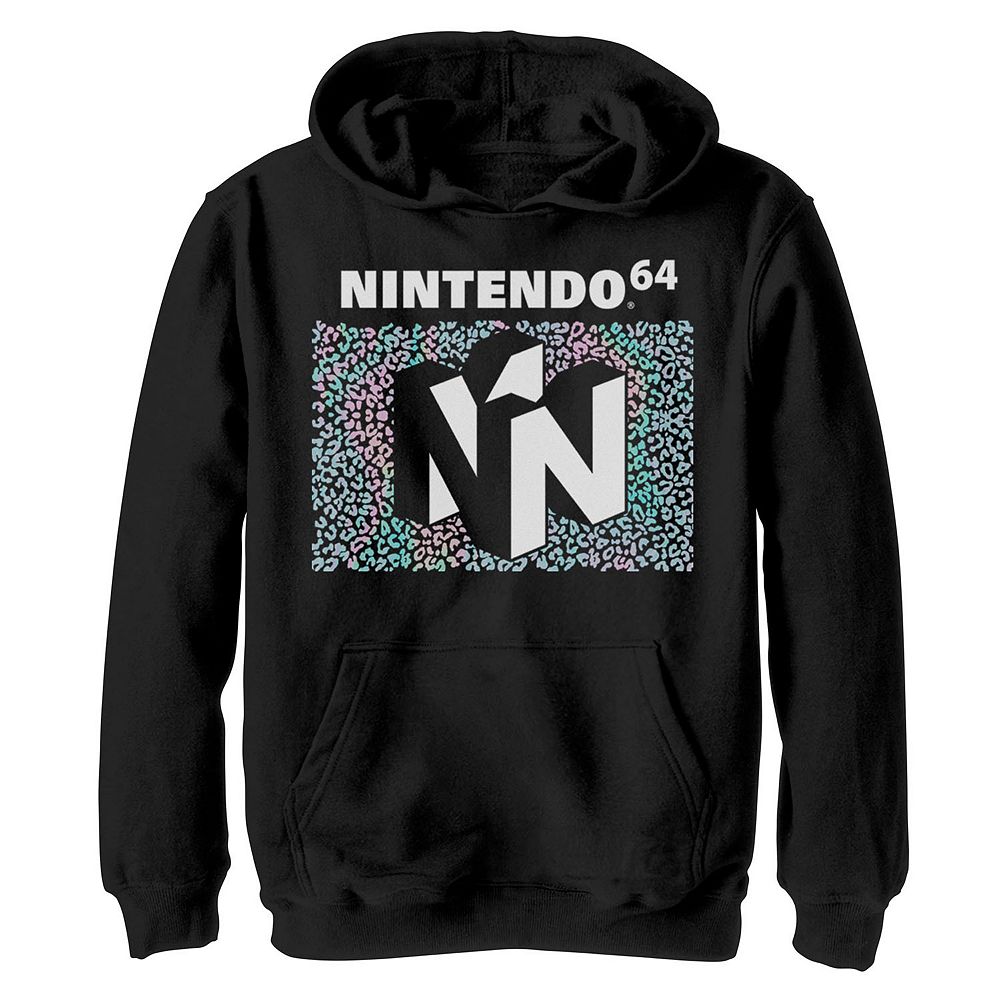 Boys 4-20 Nintendo Classic N64 Rainbow Cheetah Print Logo Hoodie