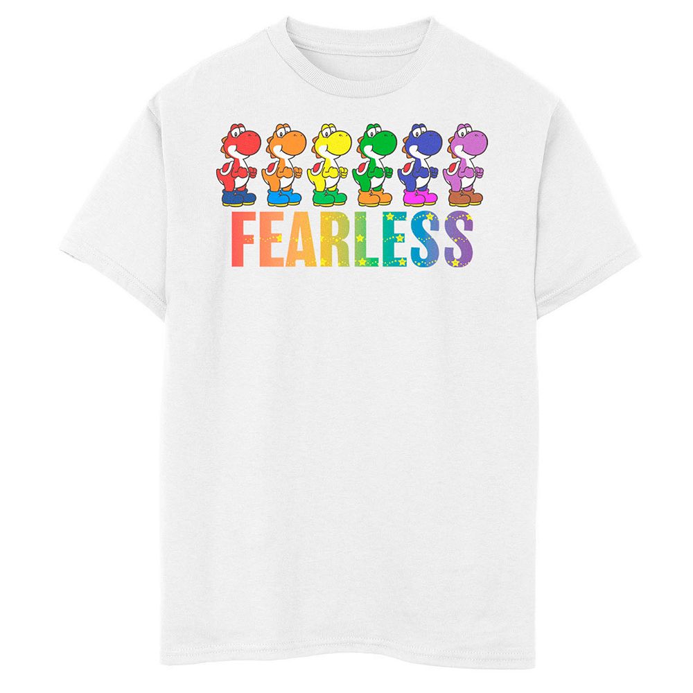 Boys 8-20 Super Mario Yoshi Fearless Rainbow Line Up Graphic Tee