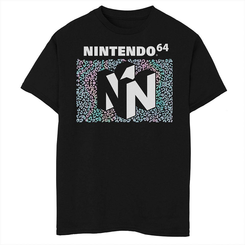 Boys 8-20 Nintendo Classic N64 Rainbow Cheetah Print Logo Graphic Tee
