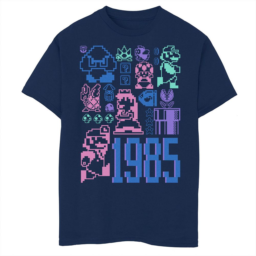 Boys 8-20 Nintendo Super Mario 35th Anniversary 1985 Pixel Art Graphic Tee