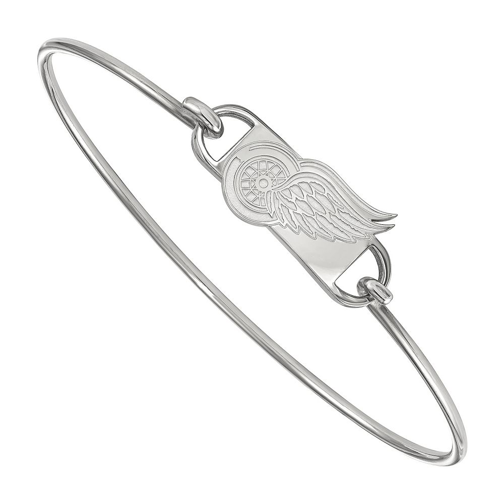 LogoArt Detroit Red Wings Sterling Silver Small Wire Bangle Bracelet