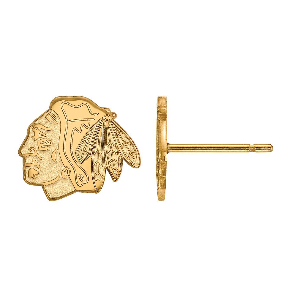 LogoArt 14k Gold Chicago Blackhawks Mini Logo Stud Earrings