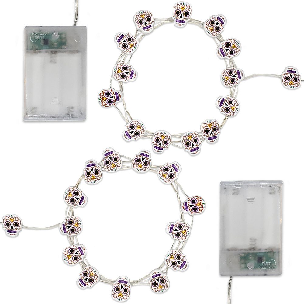 Sugar Skull LED Fairy String Lights 2-piece Set