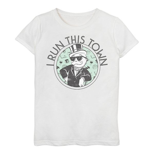 Girls 7-16 Monopoly I Run This Town Tee