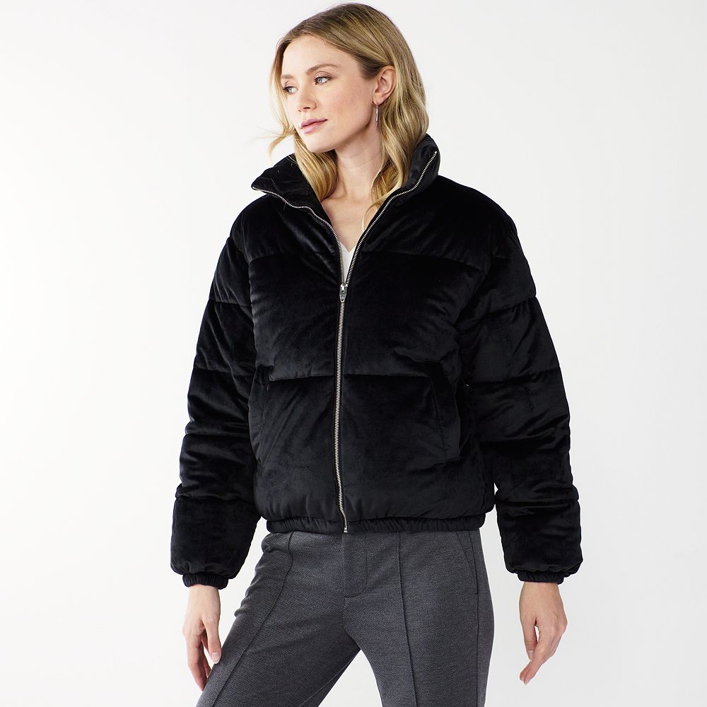 Women's Nine West Velvet Puffer Jacket