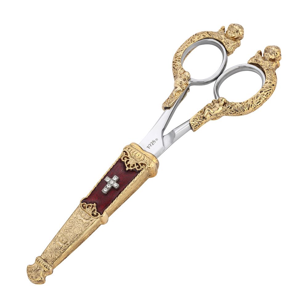 Symbols of Faith Gold Tone Simulated Crystal Cross Scissor Holder ...