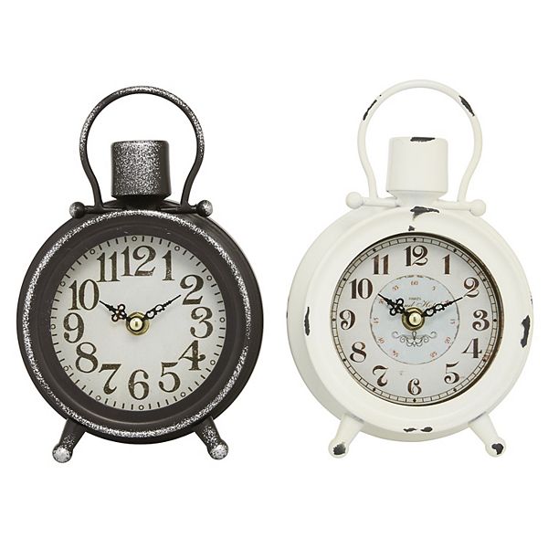 Stella & Eve Distressed Clock Table Decor 2-piece Set