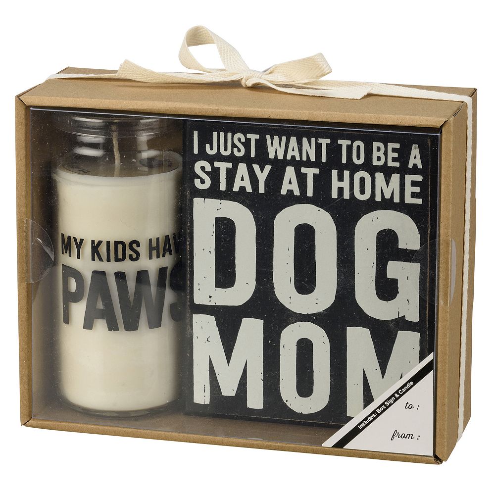 Dog Mom Box Sign Wall Decor & Candle 2-piece Set