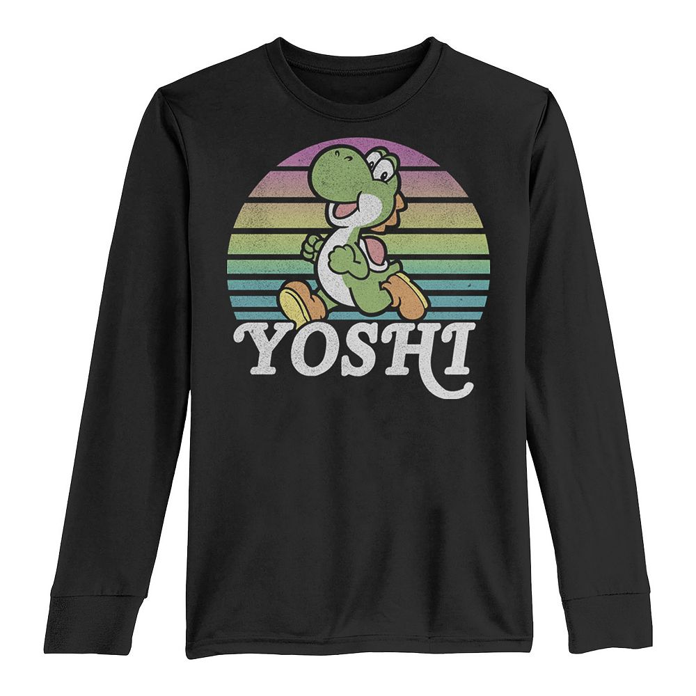 Boys 8-20 Super Mario Yoshi Retro Line Run Portrait Long-Sleeve Graphic Tee