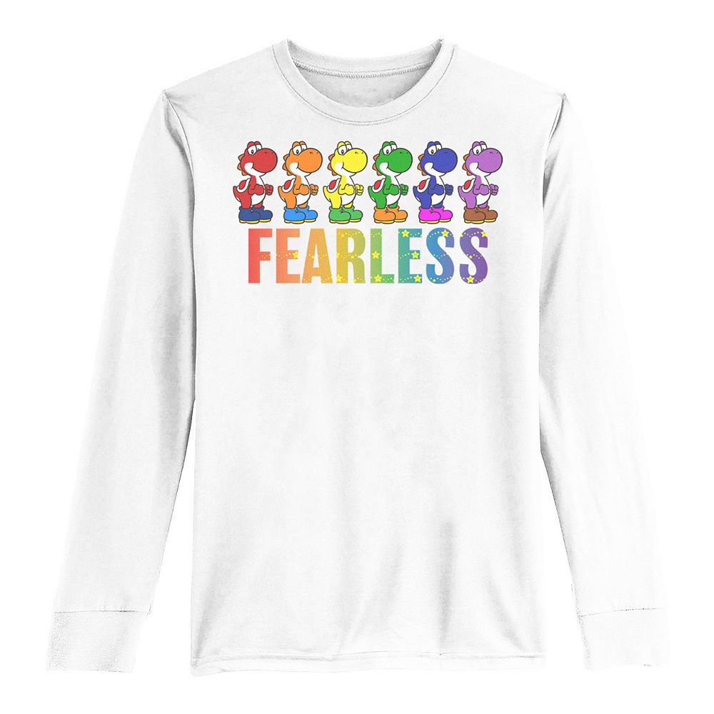 Boys 8-20 Super Mario Yoshi Fearless Rainbow Line Up Long-Sleeve ...